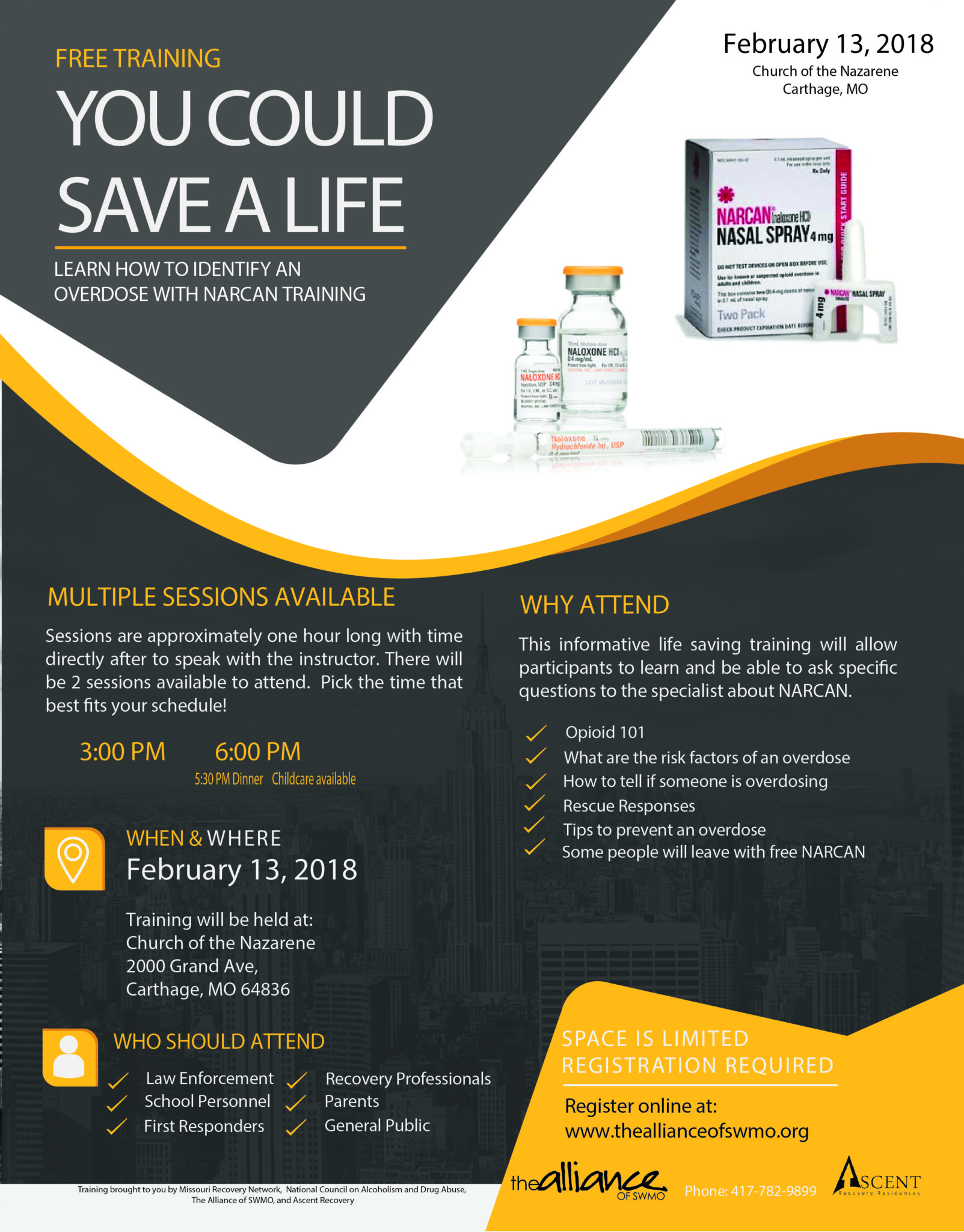 Narcan Training Flyer_ Feb 13 2018-01 - The Alliance of Southwest Missouri