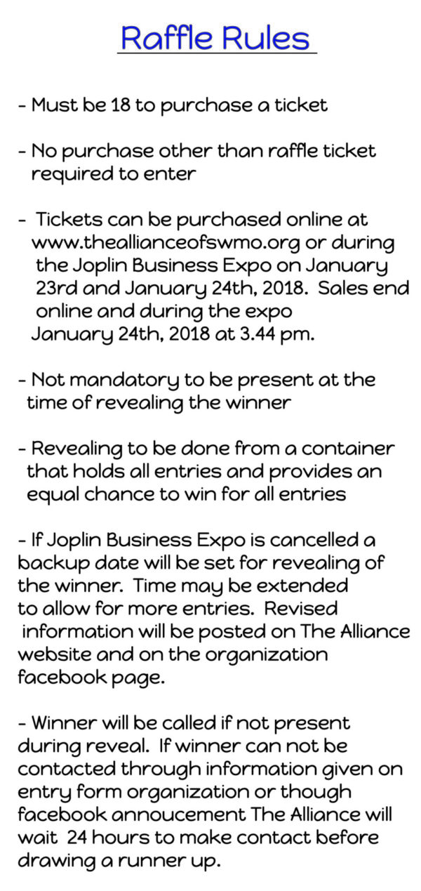 Rules for Raffle - The Alliance of Southwest Missouri